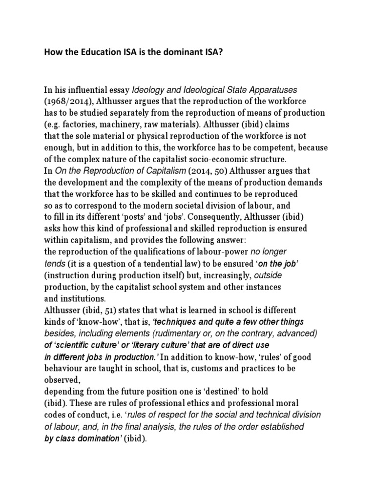 How The Education ISA Is The Dominant ISA | PDF | Louis Althusser ...
