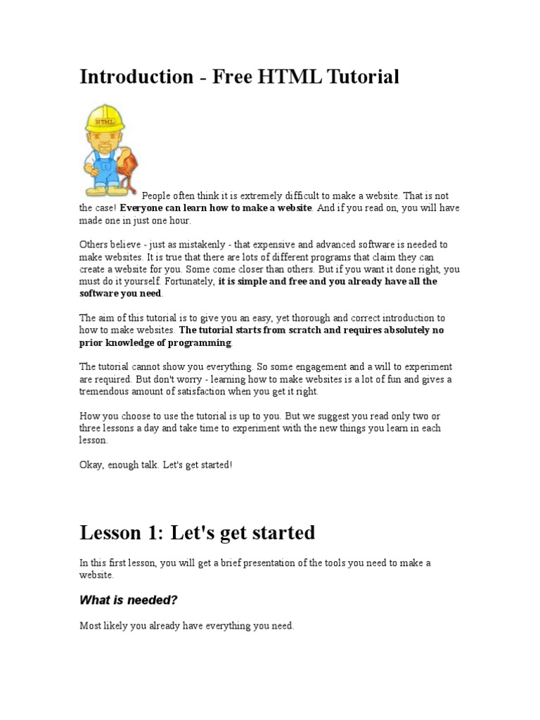 Introduction Free Html Tutorial Software You Need Download Free