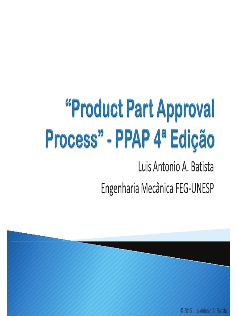 Treinamento de Product Part Approval Process - PPAP 4 Edição | PDF ...