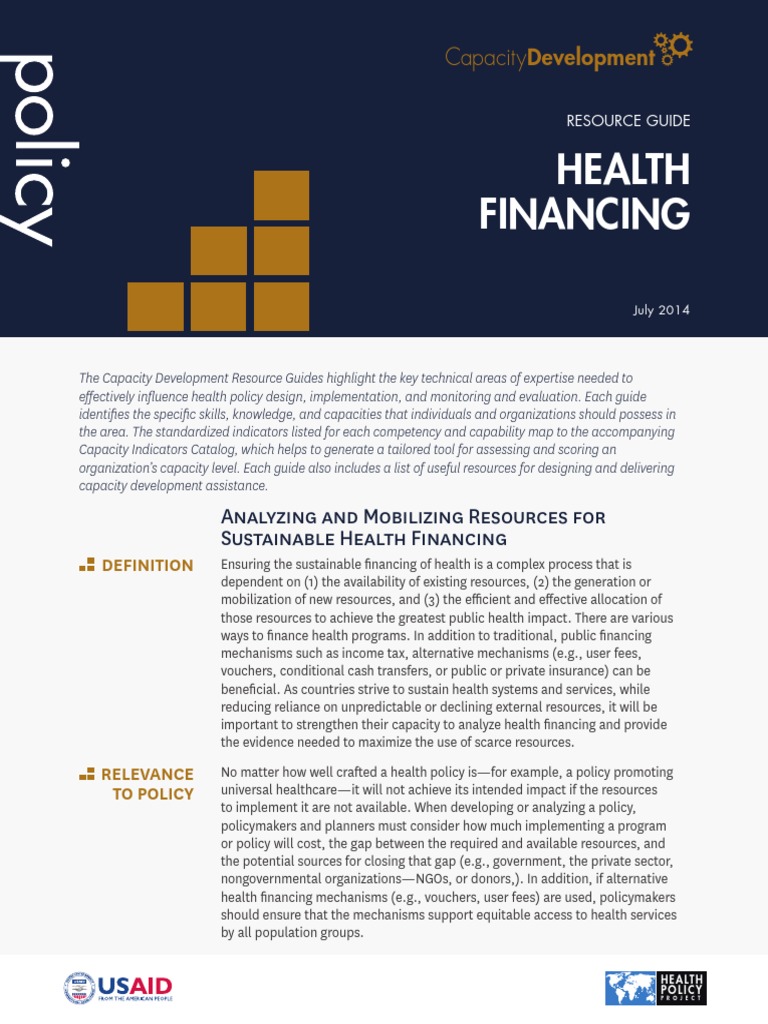 Health Financing: Analyzing and Mobilizing Resources For Sustainable ...