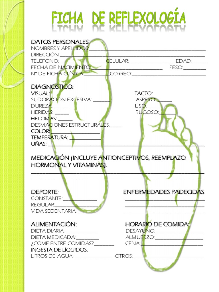Ficha de Anamnese para Reflexologia Podal | PDF