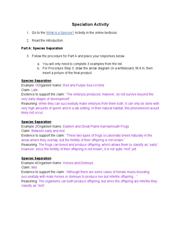 Speciation Activity | Download Free PDF | Hybrid (Biology) | Flowers