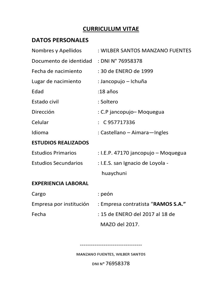 Curriculum Vitae Datos Personales: Estudios Realizados | PDF