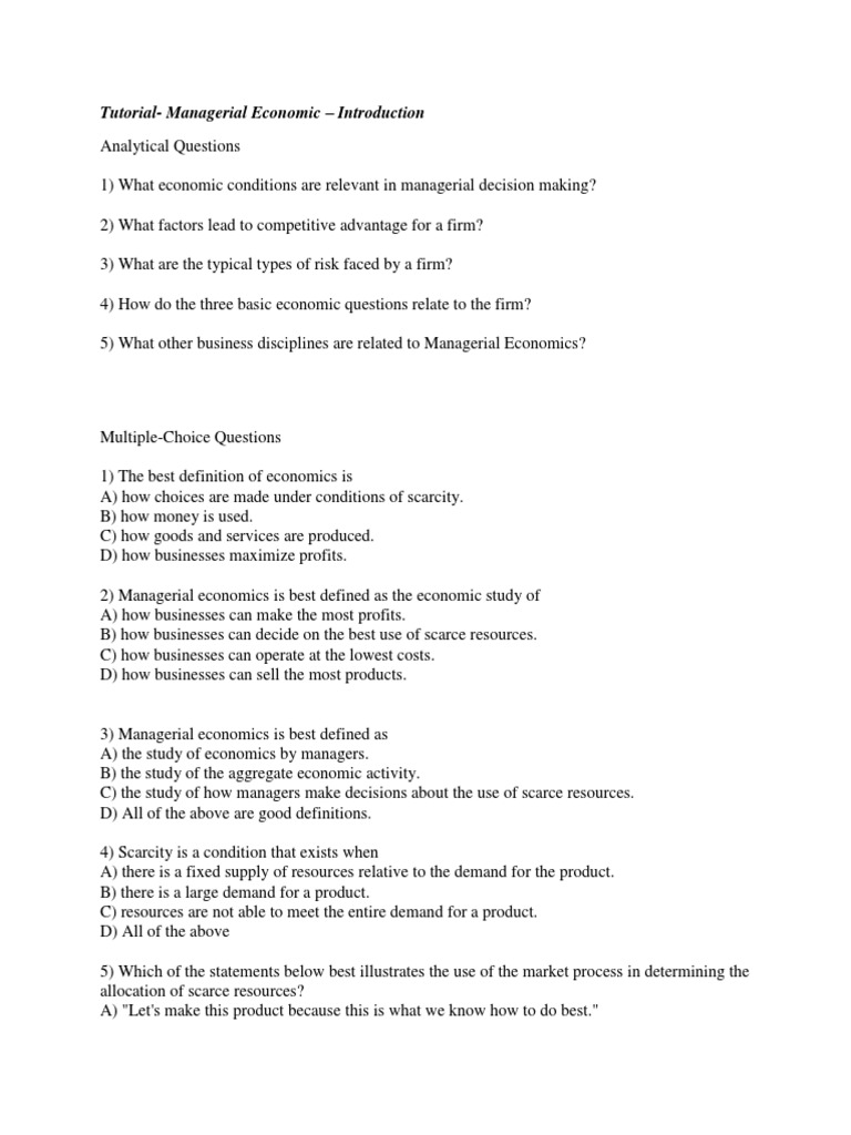 Tutorial - Chapter 1 - Introduction - Questions 1 | PDF | Factors Of ...