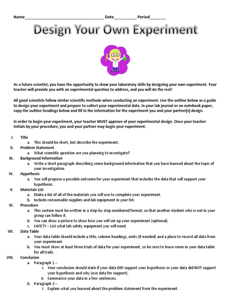 Designing Your Own Experiment Guide | PDF | Experiment | Laboratories