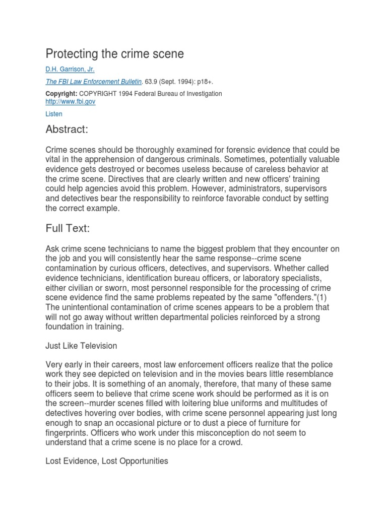 Protecting The Crime Scene | PDF | Crime Scene | Detective