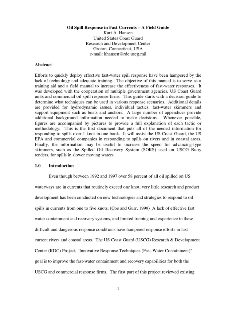 A Field Guide To Inland Oil Spill Clean-Up Techniques | PDF | United ...