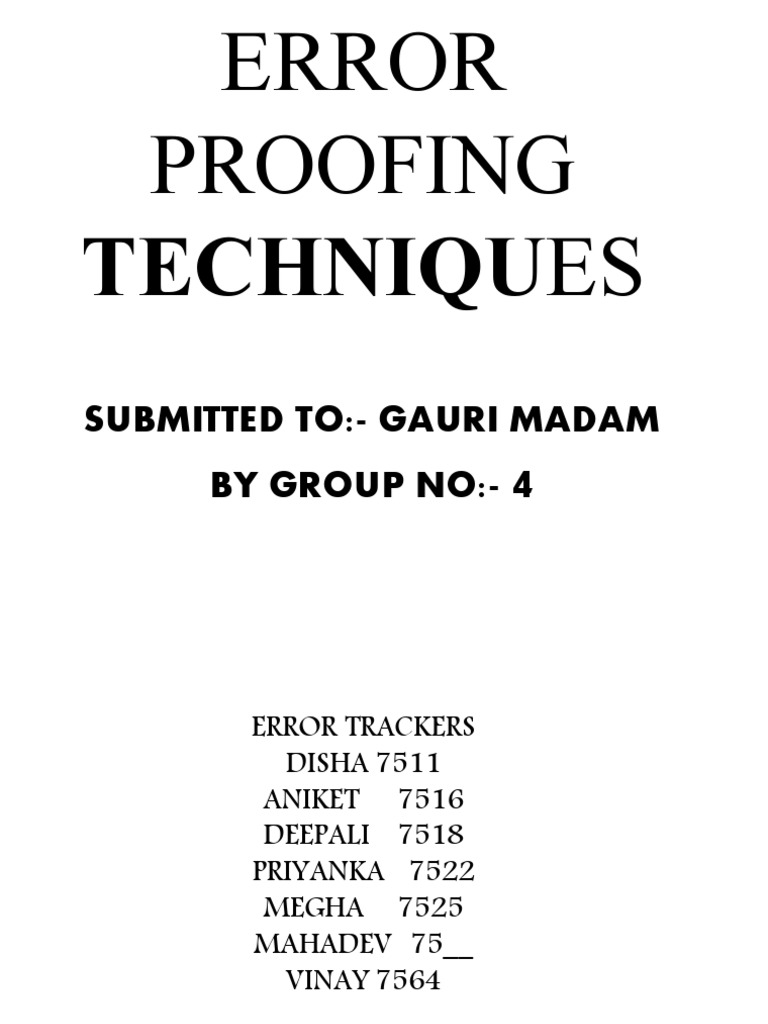 Error Proofing Techniques | PDF | Switch | Teaching Mathematics