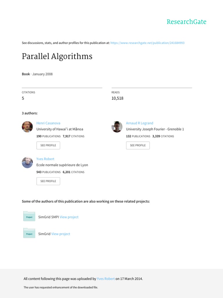 Parallel Algorithms | PDF | Parallel Computing | Computational ...