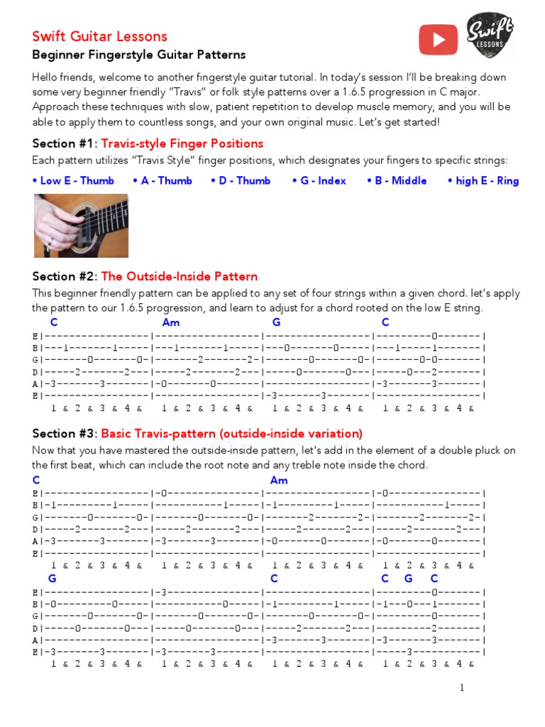Beginner Fingerstyle Guitar Patterns | Download Free PDF | Guitars ...