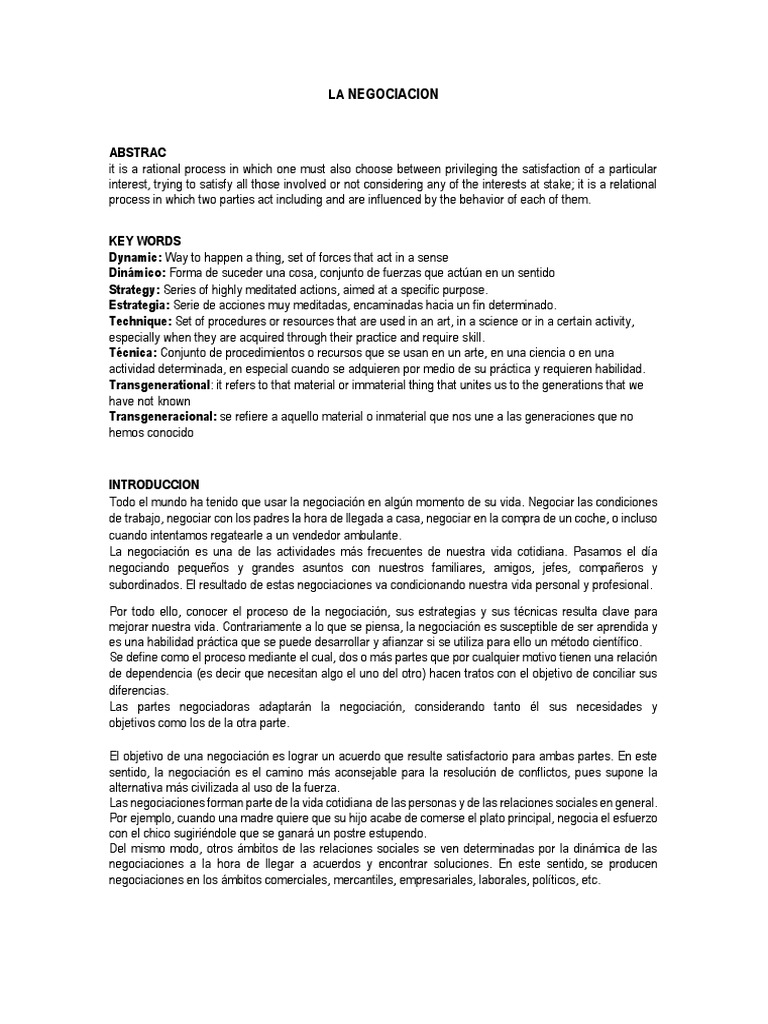 Estrategias Clave en la Negociación | PDF | Negociación | Conflicto ...
