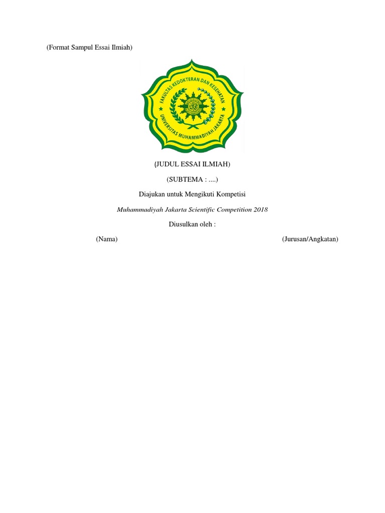 Format Cover Essai Ilmiah | PDF