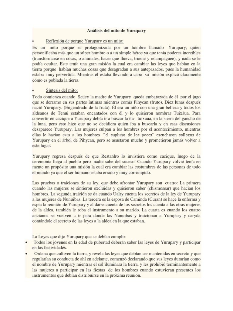 Análisis Del Mito de Yurupary | PDF | Mujer