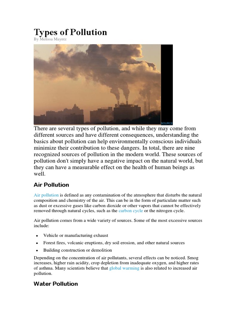 Types of Pollution | PDF | Water Pollution | Pollution