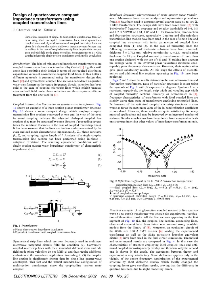 Design of Quarter-Wave Compact Impedance Transformers Using Coupled ...