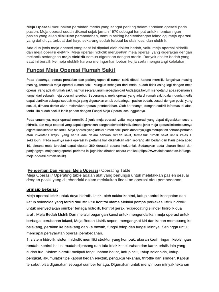 Meja Operasi | PDF