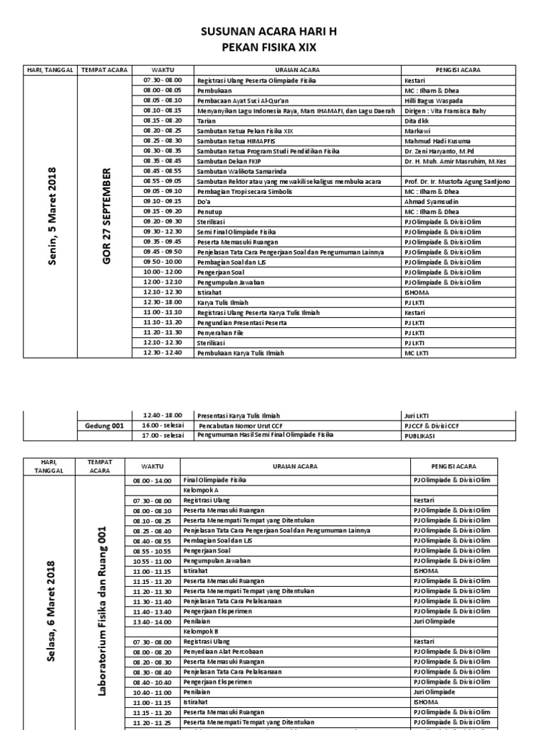 Contoh Susunan Acara Event Provinsi | PDF