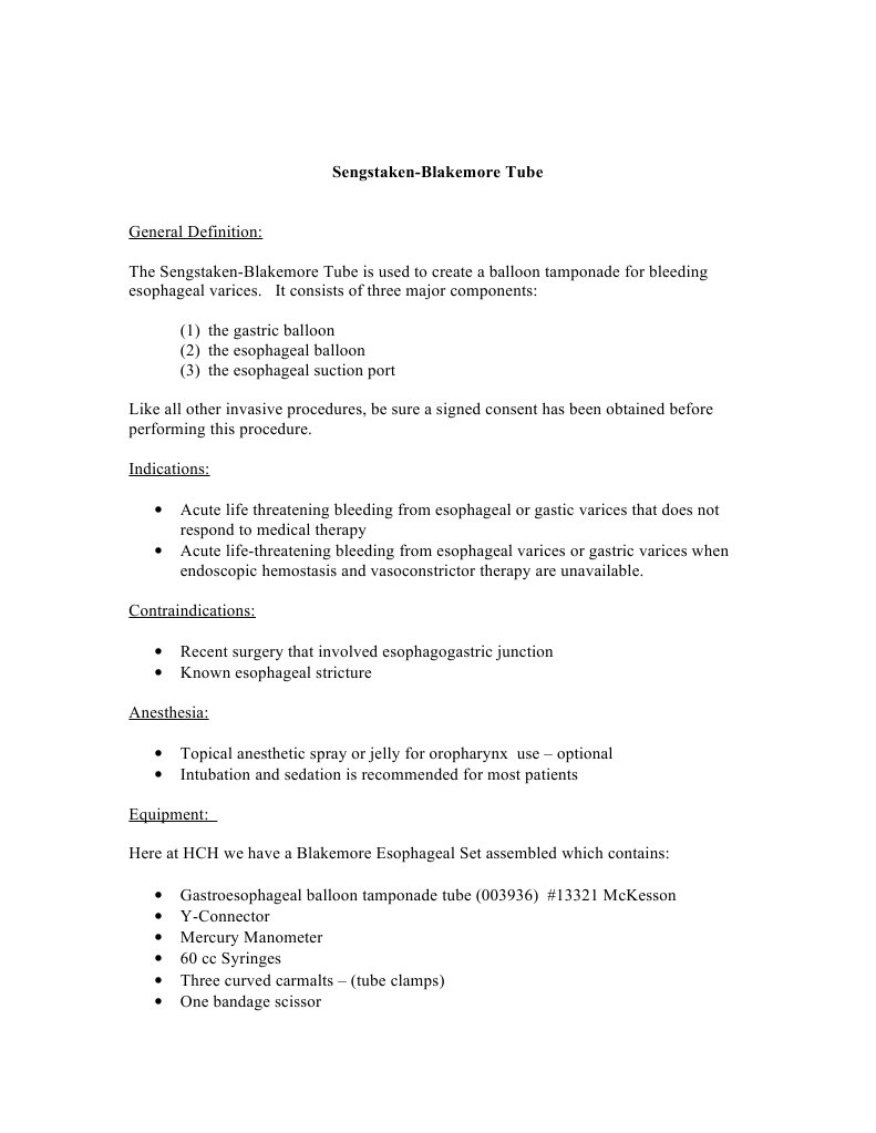 Blakemore Tubing | PDF | Esophagus | Medical Specialties