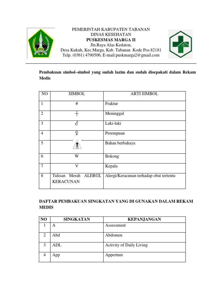 Pembakuan Singkatan Puskesmas Marga II (2) . | PDF