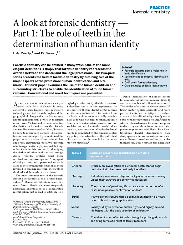A Look at Forensic Dentistry - Part 1 - The Role of Teeth in The ...