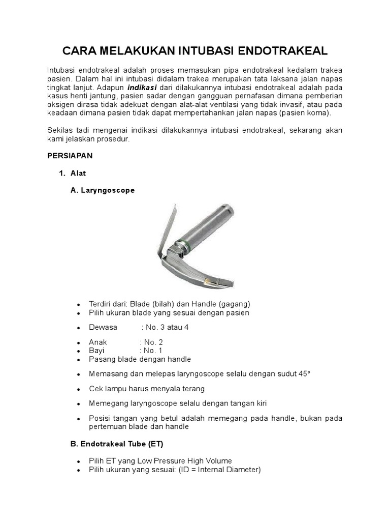 Cara Melakukan Intubasi | PDF