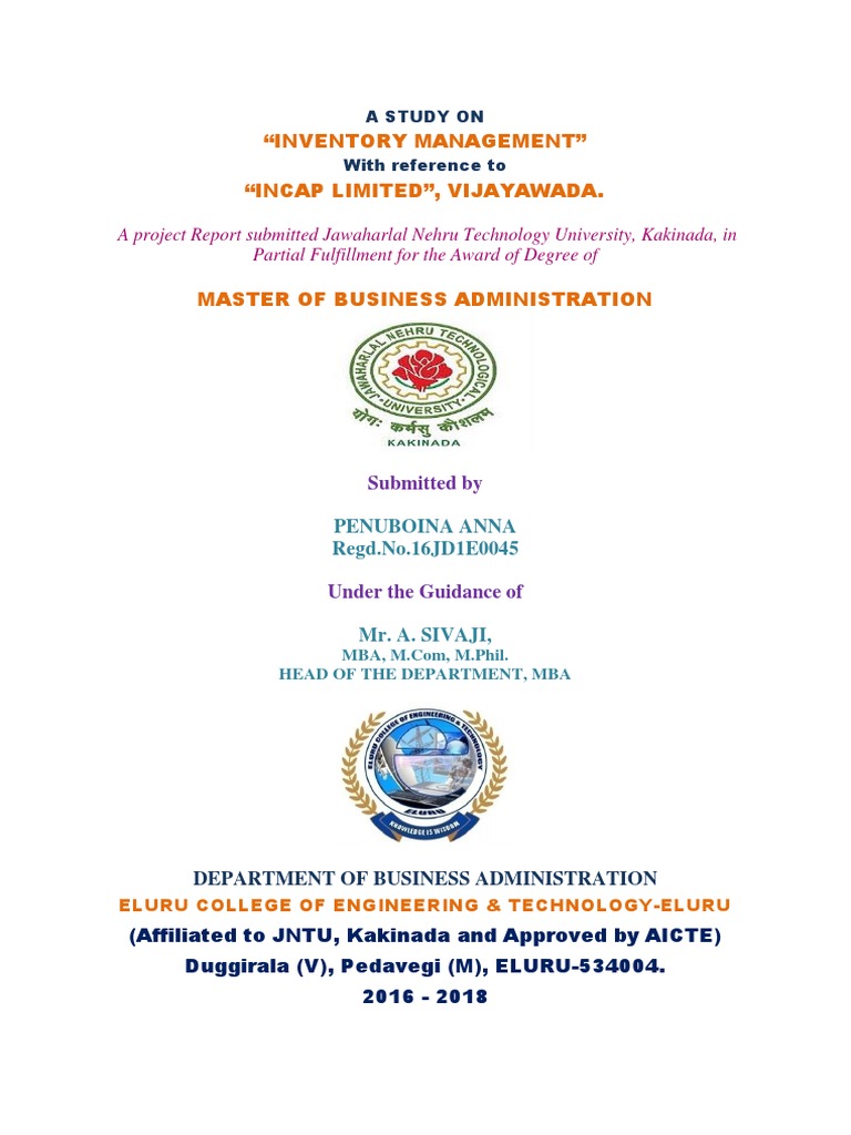 "Inventory Management" "Incap Limited", Vijayawada | PDF | Master Of ...