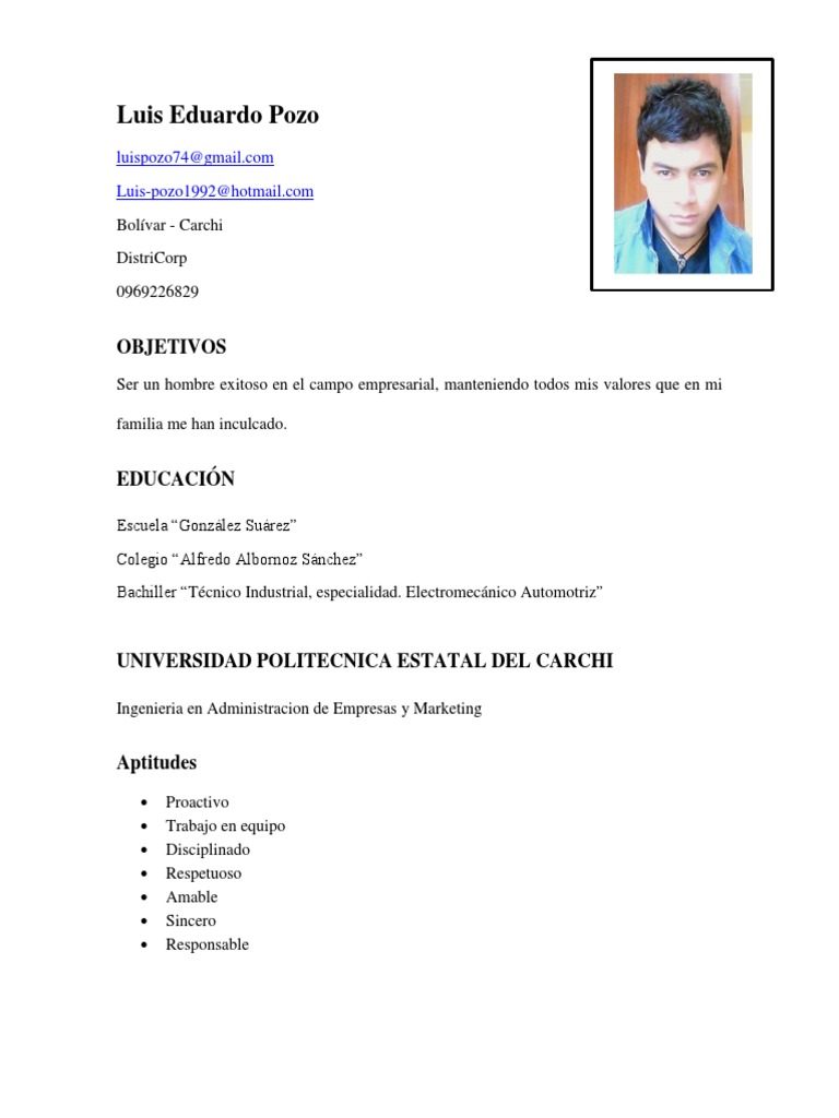 Curriculum Luis Eduardo Pozo | PDF | Escuelas | Educación avanzada