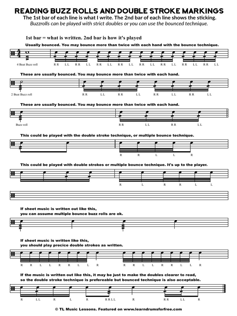 Reading Buzz Rolls and Double Stroke Markings | PDF | Musical ...