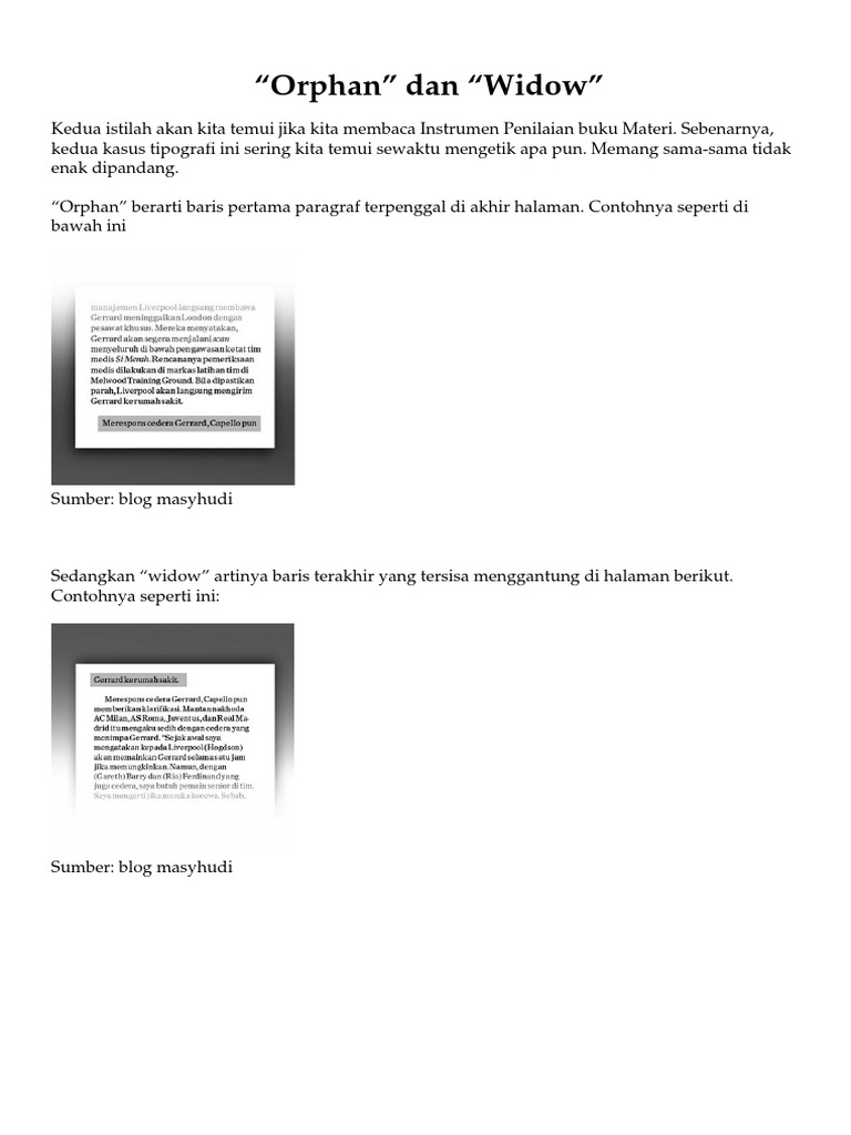 Arti "Orphan" dan "Widow" dalam Typografi | PDF
