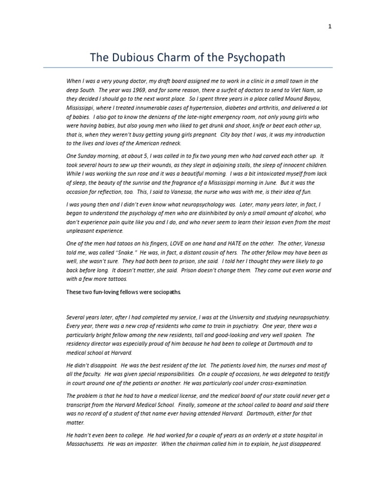 (XXXX) The Dubious Charm of The Psychopath | PDF | Psychopathy ...