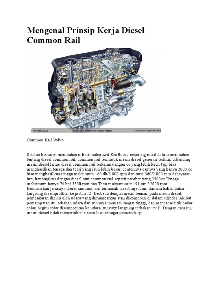 Prinsip Kerja Mesin Diesel Common Rail | PDF