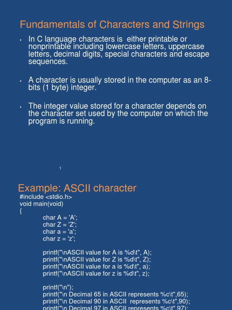 Fundamentals of Characters and Strings | Download Free PDF | String (Computer Science) | Ascii
