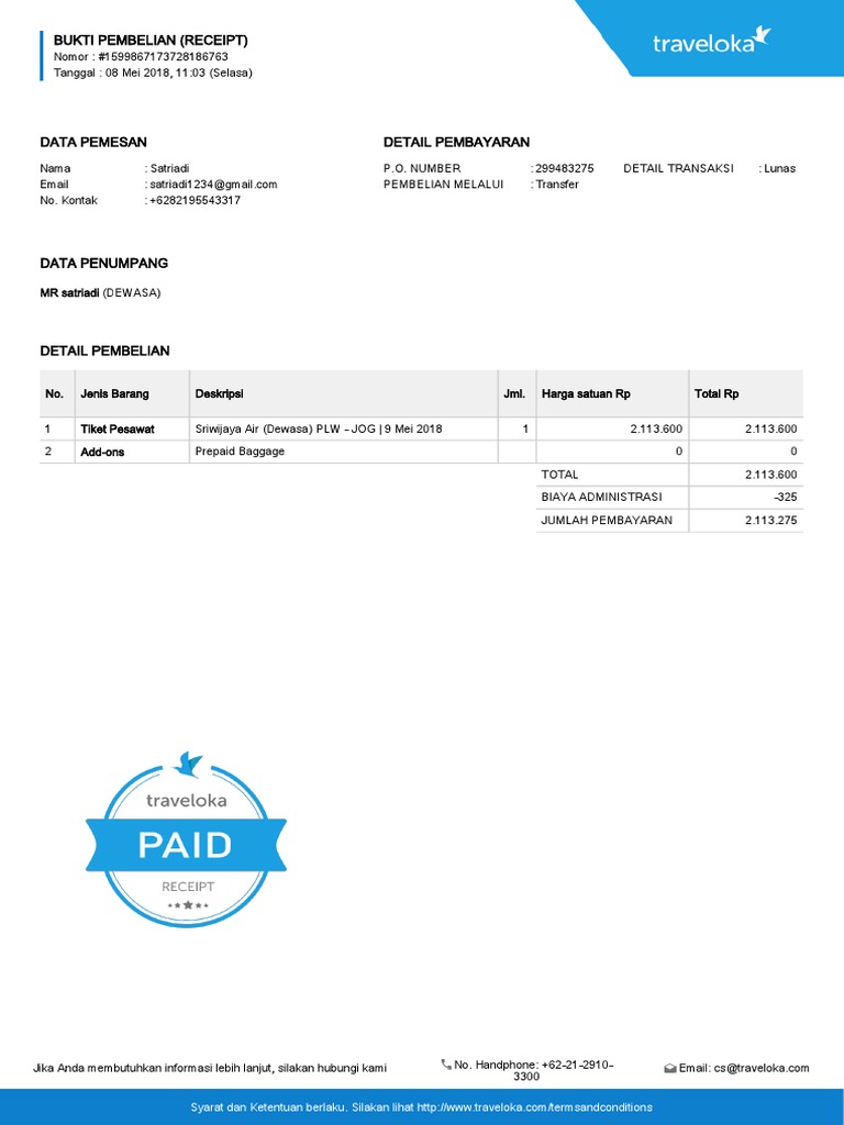 contoh traveloka