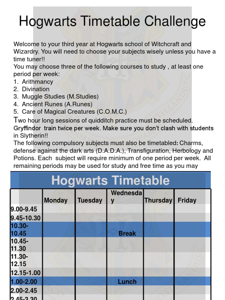 Hogwarts Timetable | PDF