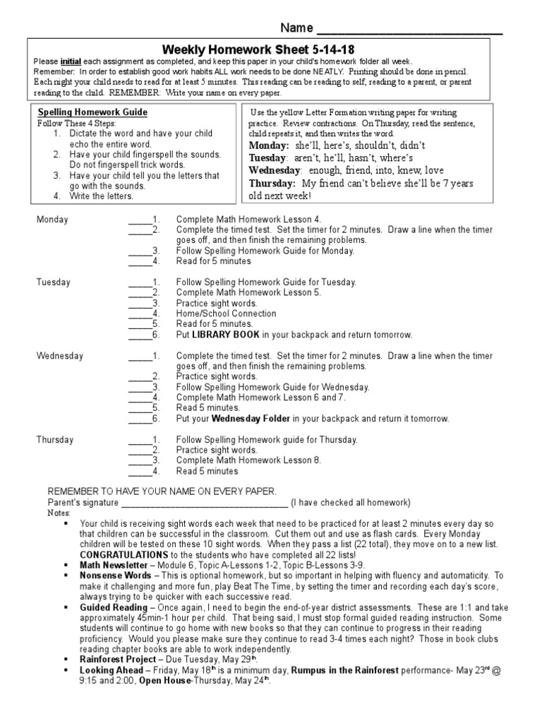 Homework First Grade 2016-2017 | PDF | Homework | Behavior Modification
