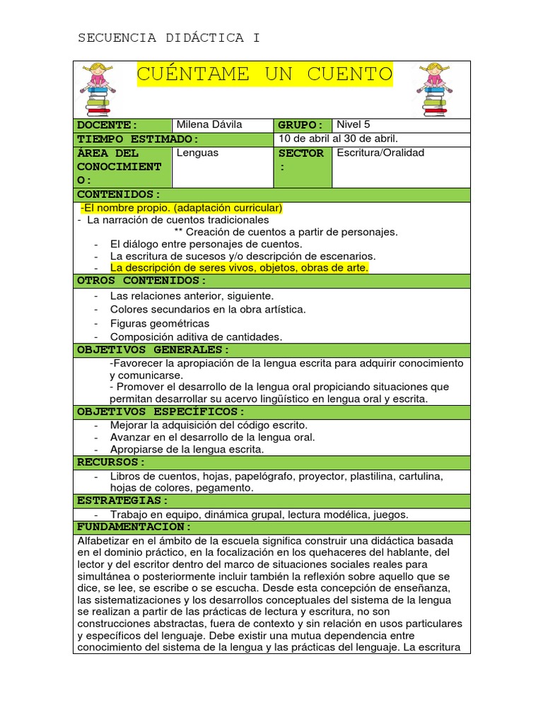 Cuéntame Un Cuento | PDF | Lectura (proceso) | Escritura