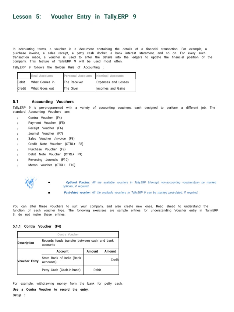 Tally.ERP 9 Voucher Entry Guide | PDF | Voucher | Debits And Credits