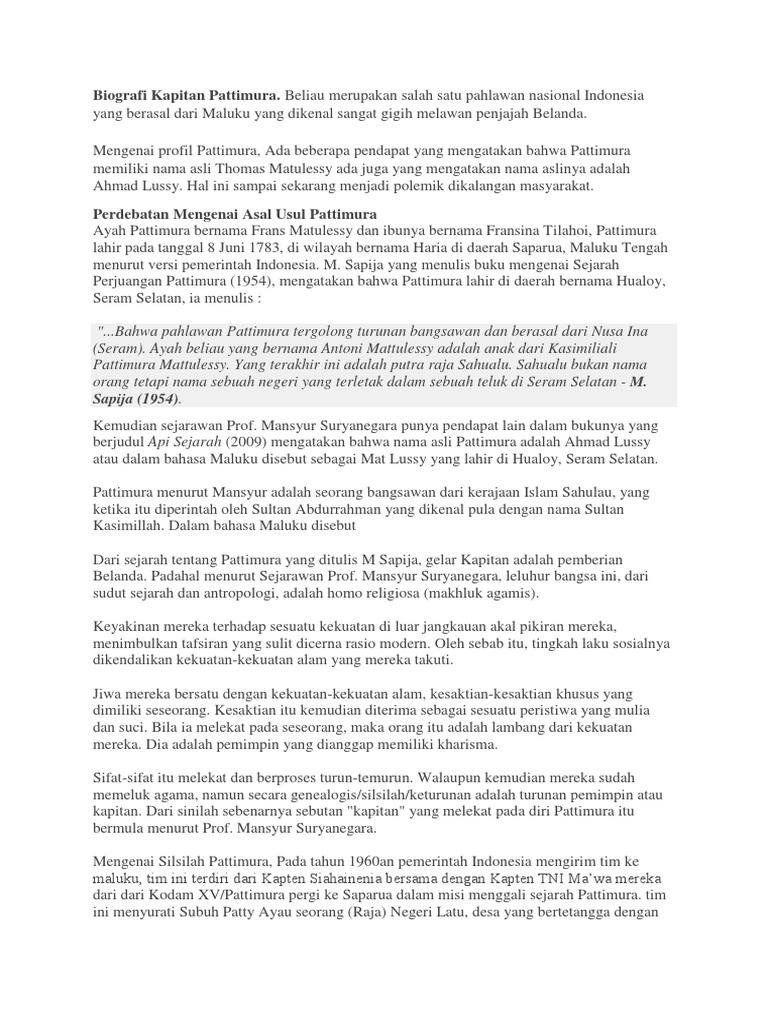 Biografi Kapitan Pattimura | PDF
