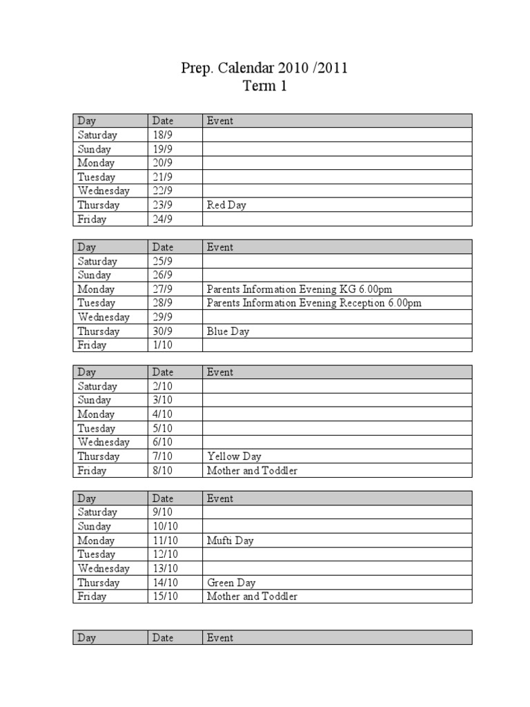 Calendar Term 1.docx Lisa | PDF