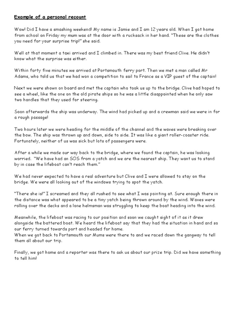 Example of A Personal Recount | PDF | Disaster And Accident | Violence