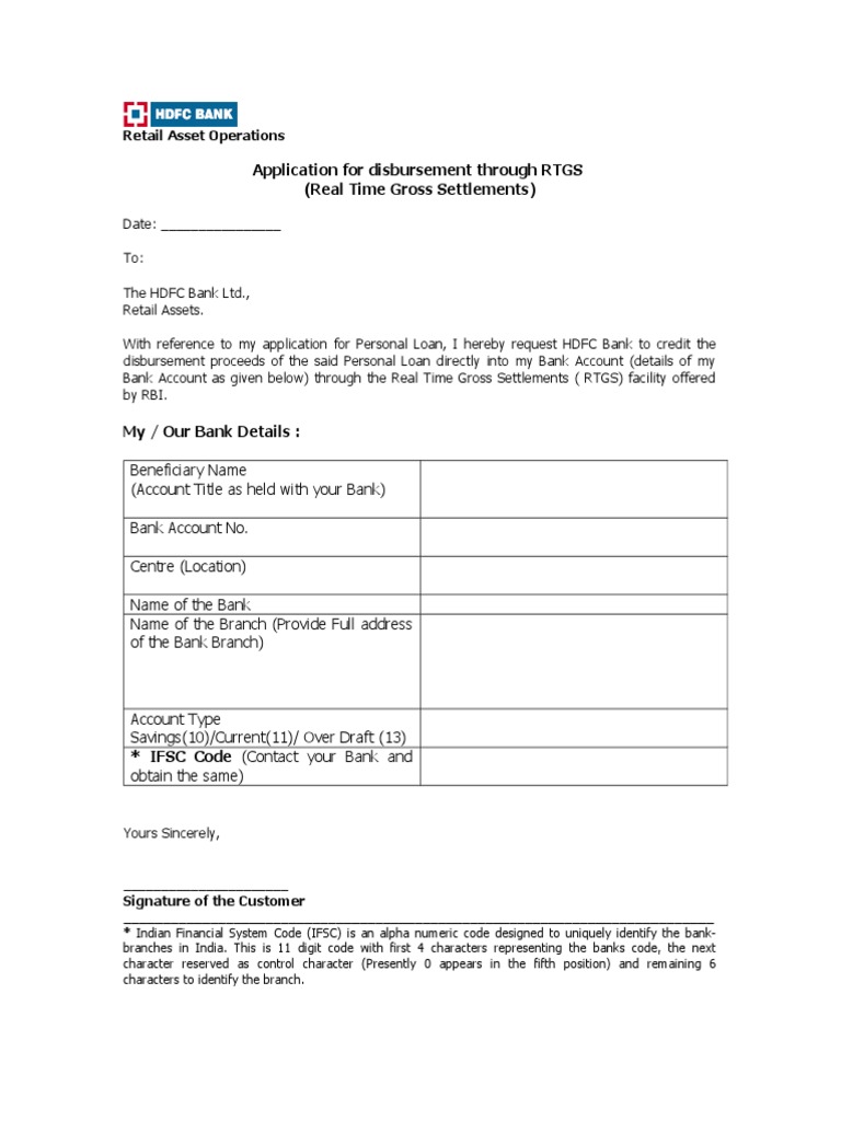 RTGS Form | PDF