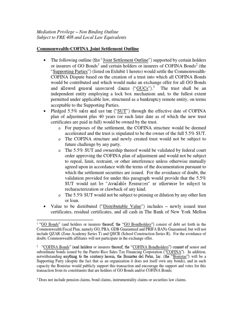 Exhibit A - Joint Settlement Outline | PDF | Bonds (Finance ...