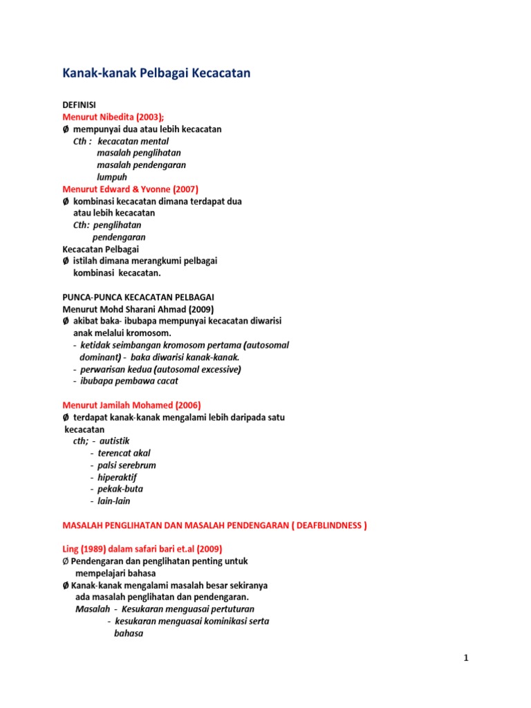 pelbagai kecacatan
