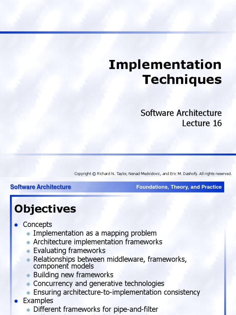 Implementation Techniques: Software Architecture | PDF | Software Framework | Component Based ...