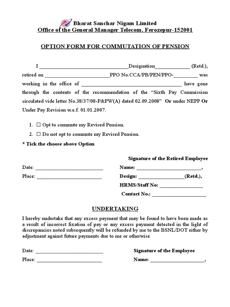 Option Commutation Pension | PDF | Economy Of India | Government Of India