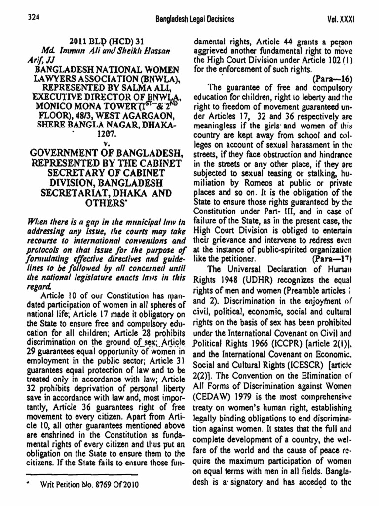BNWLA V Bangladesh | PDF