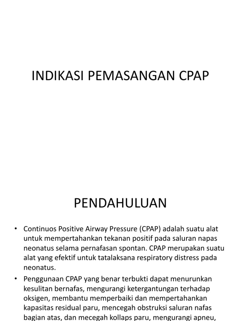 Indikasi dan Risiko Pemasangan CPAP Bayi | PDF