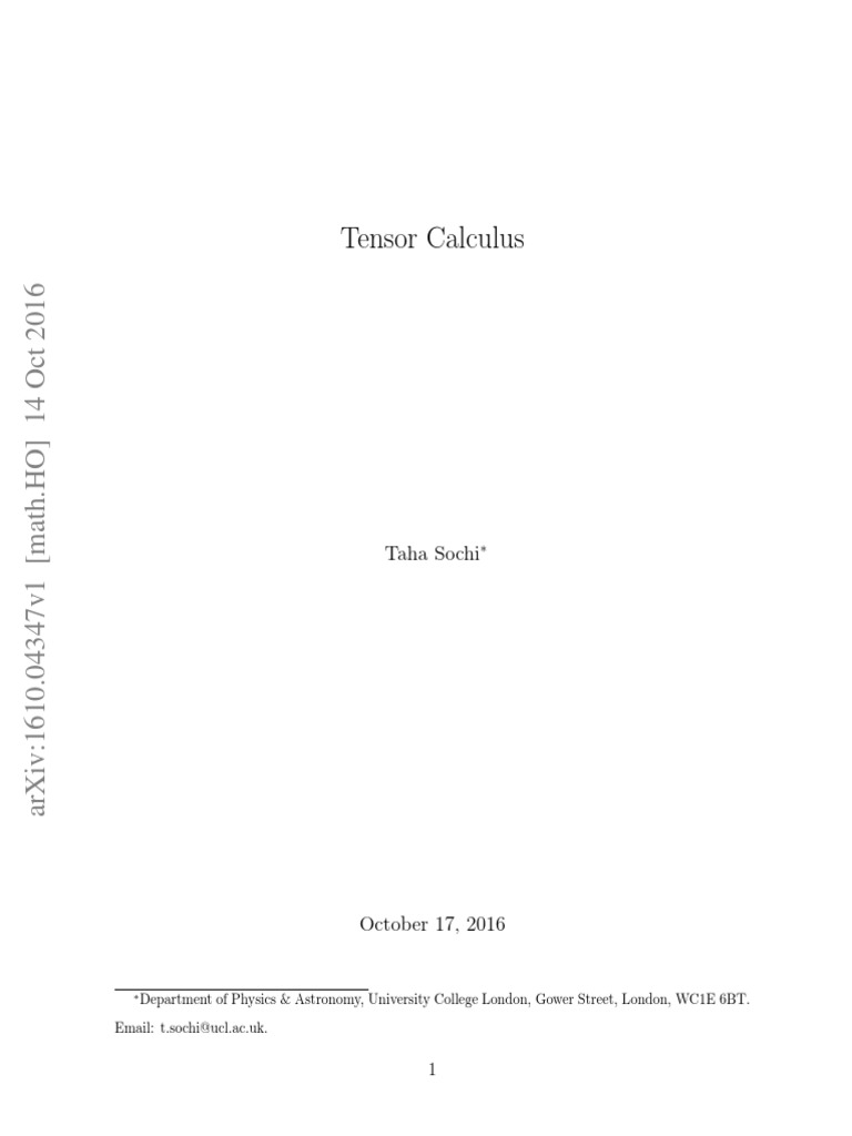 Tensor Calculus | PDF | Tensor | Euclidean Vector