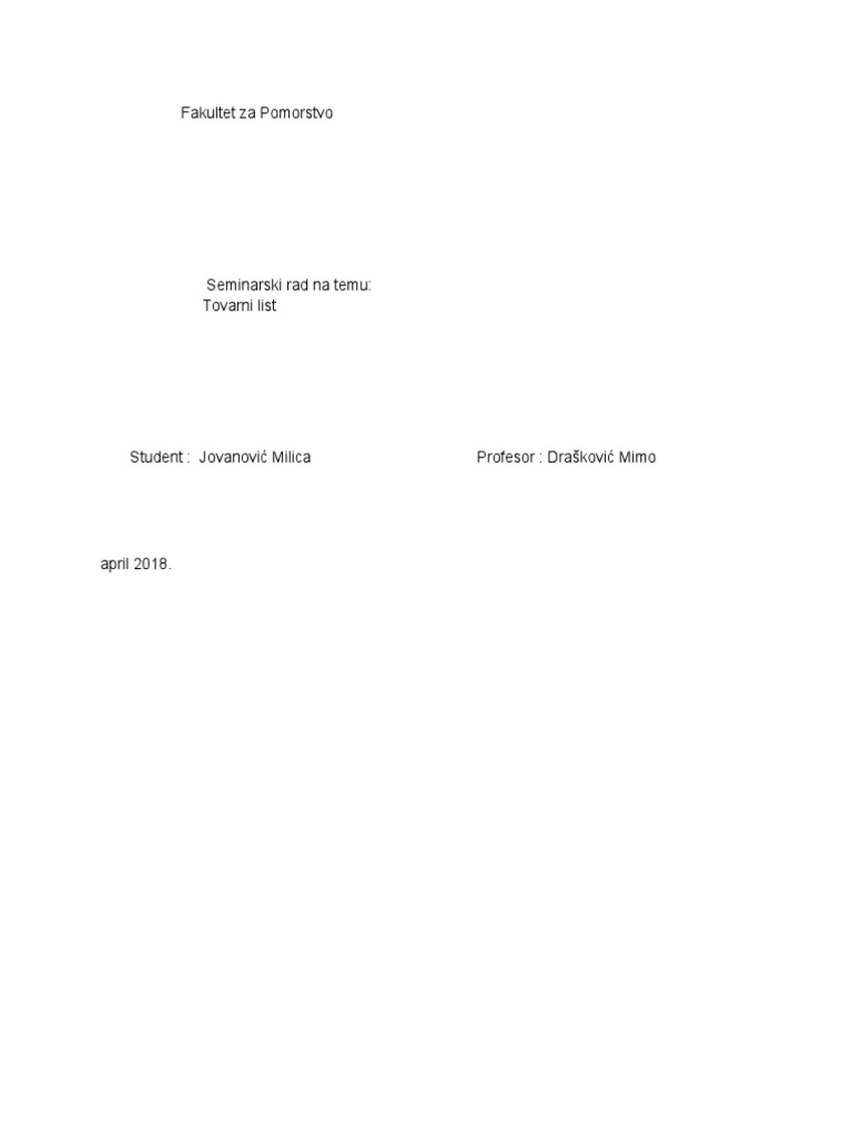 Tovarni List | PDF