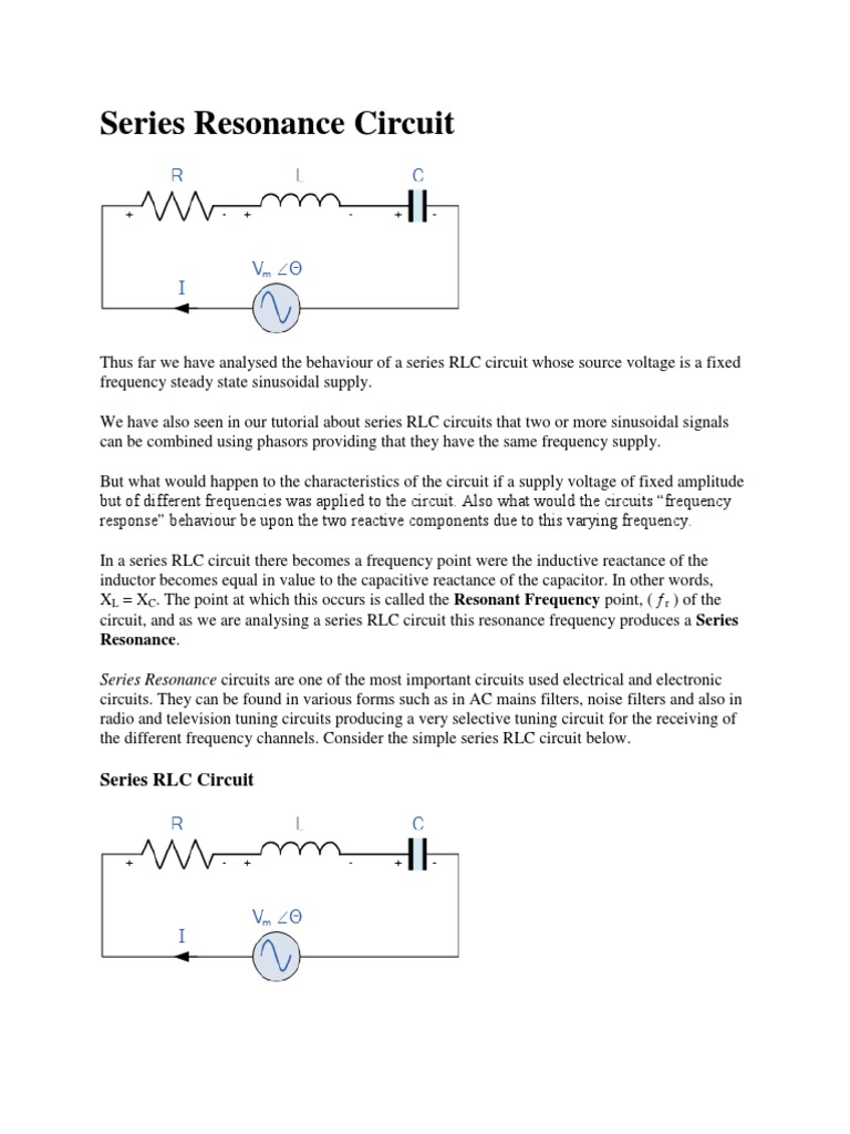 Series and Parallel Resonance | PDF | Series And Parallel Circuits ...